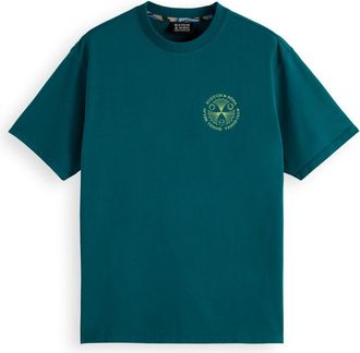 Scotch & Soda Herren T-Shirt Front and Back Artwork Relaxed Fit T-Shirt, Pitch Green,M