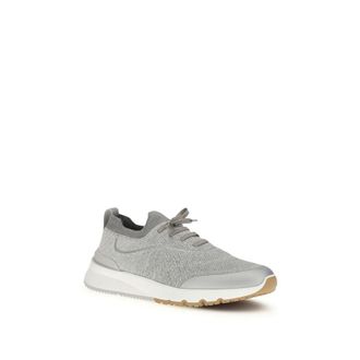 Brunello Cucinelli Mens Gray Cotton Athletic Sneakers