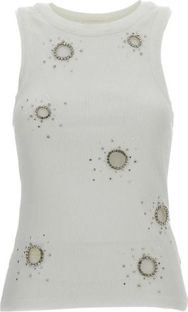 Des_Phemmes DES Phemmes, Femme, Tops, Blanc, Taille: 38 FR D&eacute;bardeur avec Strass
