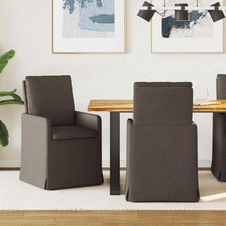 vidaXL vidaXL Chaises de salle &agrave; manger 2 pcs Gris fonc&eacute; 57 x 67 x 98 cm Lin