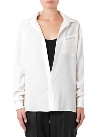 Baja East Cream Wool-Crepe Point Collar Blouse Size XS