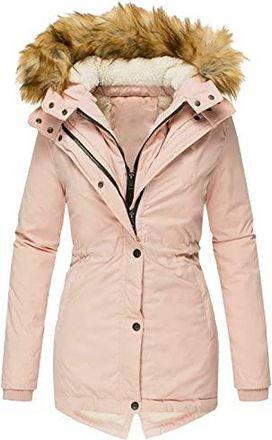 Generic Veste Bouclette Femme Manteau Laine Femme Hiver Veste Rembourrée D Hiver Pour Avec Col Moelleux Manteau D Ample Fausse Fourrure Laine Pink Xxxl