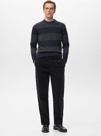 Mango Pantalon regular fit coton velours côtelé noir - Homme - 38 - MANGO MAN