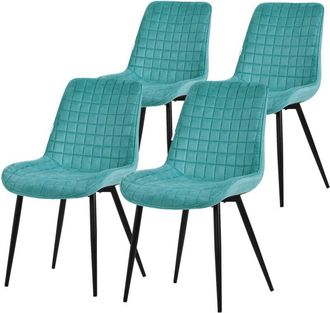 ML Design Esszimmerst&uuml;hle 4er Set, Petrol, Sitzfl&auml;che aus Samt mit schwarzen Metallbeinen, K&uuml;chenst&uuml;hle mit R&uuml;ckenlehne, Wohnzimmerst&uuml;hle, Polsterst&uuml;hle f&uuml;r