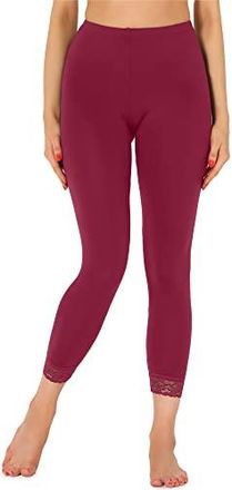 Merry Style Leggings pour femmes 7/8 Confortables avec dentelle en viscose MS10-342 (Bordeaux,3XL)