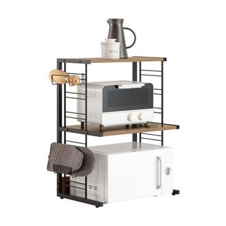 SoBuy KCR08-PF Étagères Micro-Ondes de Cuisine Support pour Four à Micro-Ondes Double Four Micro-Ondes Étagère à Micro-Ondes Étagère de Cuisine 2 Niveaux, C