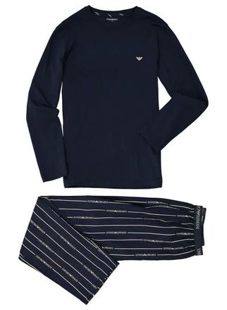 Emporio Armani Herren Pyjama blau Reine Baumwolle gemustert