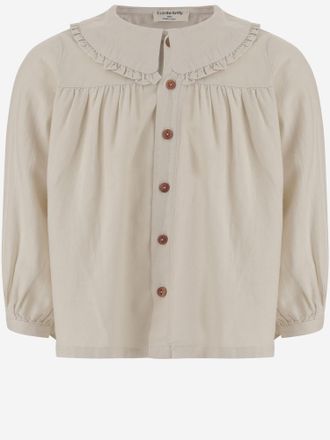 1+ in the family Girls Shirt With Peter Pan Collar White Cotton Dress