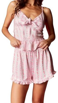 Ocean Plus Ensemble 2 pi&egrave;ces mignon de d&eacute;tente pour femme Pyjama sans manches avec bretelles spaghetti et short V&ecirc;tements de nuit confortables pour la maison, Ra