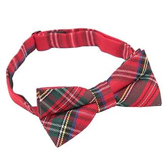 DQT Noeud papillon pr&eacute;-nou&eacute; r&eacute;glable pour homme Motif tartan, Rouge Royal Stewart, L