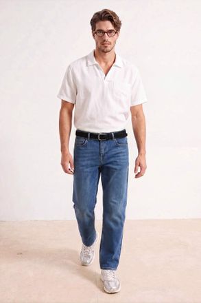 Trendyol MAN Herren Blau Einfarbig Normale Taille Jeans