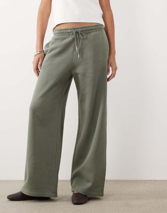 Abercrombie & Fitch High-Rise Wide-Leg Jogginghose als Kombiteil in Khaki-Gr&uuml;n
