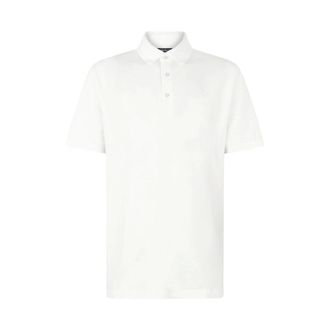 Roberto Cavalli Homme, Tops, Blanc, Taille: 2XL Polo en Coton avec Monogramme et Logo Brod&eacute;