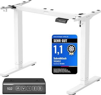 Vasagle H&ouml;henverstellbarer Schreibtisch elektrisch, Tischgestell, Schreibtischst&auml;nder, ohne Tischplatte, mit 2 Haken, Memory-Funktion mit 3 H&ouml;hen, Stahl, matt
