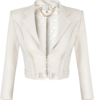 Elisabetta Franchi Femme, Vestes, Beige, Taille: 42 FR Giacca Corta