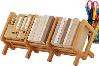 Generico Schreibtischregal | Tischregal | Einziehbarer Organizer aus Holz f&uuml;r B&uuml;cher und Dekoration f&uuml;r Haus, B&uuml;ro, Schlafzimmer oder Ecke