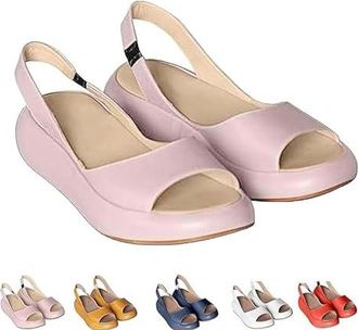 Generic Sandales orthopédiques confortables pour femme, avec sangle arrière, soutien de la voûte plantaire, sandales plates décontractées absorbant les chocs 