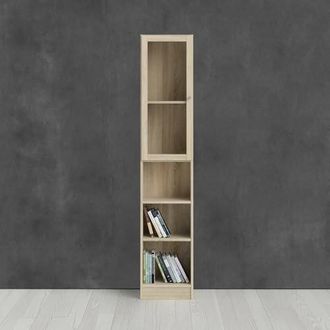 Dmora B&uuml;cherregal Alberte, B&uuml;roregal, Mobiler Buchhalter, B&uuml;cherbrett, 41x28 h203 cm, Eiche