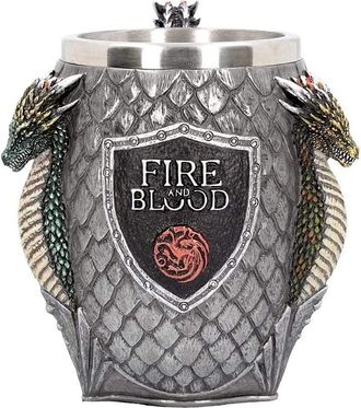 Nemesis Now B3704J7 House Targaryen Krug Game of Thrones Tasse, 14 cm, Kunstharz, mit Edelstahl-Einsatz, Grau