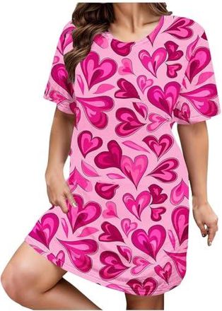 Generic Chemise De Nuit Femme Grande Taille Manche Courte Lingerie Mini Robe Nuit El&eacute;gant L&eacute;gers T Shirt De Nuit Sexy Chic Respirants Sleepwear &Agrave; Imprim&eacute; Conf