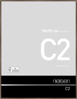 Nielsen Design Bilderrahmen, 70 x 90 cm, Aluminium, Walnuss matt, Posterrahmen zum Aufh&auml;ngen im Hoch- & Querformat, Echtglas, C2
