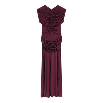Self Portrait Femme, Robes, Rouge, Taille: 40 FR Robe Midi Fronc&eacute;e en Jersey