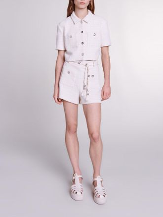 Maje Kurzes Tweed-top - Ecru - Maje