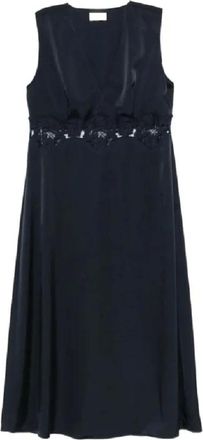 P.A.R.O.S.H. P.a.r.o.s.h., Femme, Robes, Bleu, Taille: 40 FR Robe midi en dentelle &agrave; col en V