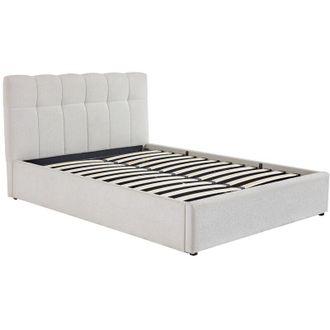 Vente-Unique Lit coffre 140 x 190 cm - Tissu bouclette - Blanc - MAZIRI