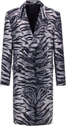 Roberto Cavalli Grauer Zweireihiger Trenchcoat - - Coats - Herren - Mehrfarbig - XL