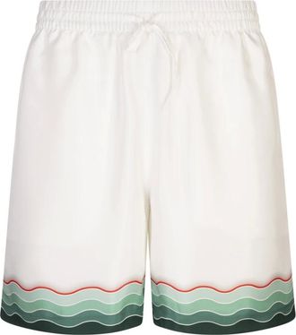 Casablanca Homme, Shorts, Blanc, Taille: M Montagne Ondulee Silk Shorts