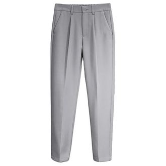 Generic Pantalon de costume en soie glac&eacute;e &agrave; taille semi-&eacute;lastique pour homme - Jambe droite - Pantalon fin d&eacute;t&eacute; pour homme - Coupe r&eacute;guli&egrave;re, Gris 2, 44