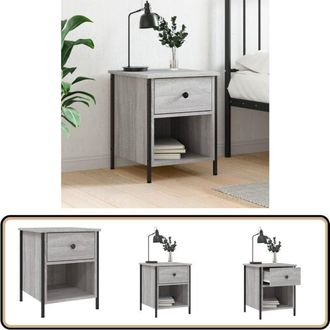 vidaXL Nachttisch Grau Sonoma-Eiche 40x42x50 cm Holzwerkstoff - Nachttisch - Grau - Holzmöbel - Esszimmer - Wohnzimmer