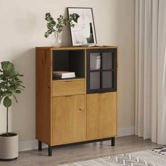 vidaXL Buffet avec porte vitr&eacute;e flam 92x40x122,5 cm bois massif de pin