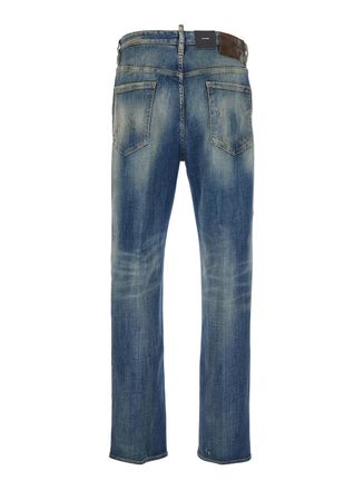 Dsquared2 Mens Blue Jeans With Distressed Effect Cotton