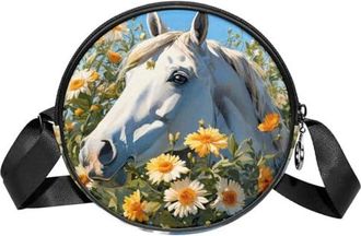 Generic Petit sac &agrave; bandouli&egrave;re circulaire pour femme, sac &agrave; bandouli&egrave;re avec fermeture &eacute;clair, bretelles r&eacute;glables, style d&eacute;contract&eacute;, pour femmes et filles