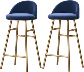 Generic Barhocker in Tresenh&ouml;he (66/76 cm) mit R&uuml;cken- und Fu&szlig;st&uuml;tze, samtbezogen, geeignet f&uuml;r K&uuml;cheninseln, Tragkraft: 150 kg