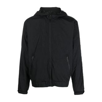 Versace Jeans Couture Schwarze Nylon-Logo-Band-Jacke - - Jackets - Herren - Schwarzk - M