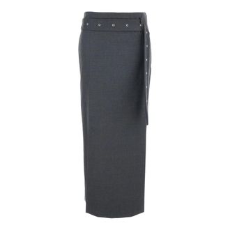 Low Classic G&uuml;rtel-Maxirock - - Skirts - Damen - Grau - M