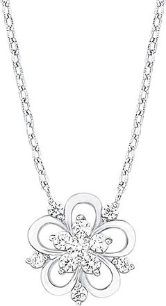 Amor Kette mit Anhänger 925 Sterling Silber Damen Halsschmuck, mit Zirkonia synth., 42+3 cm, Silber, Blume, Kommt in Schmuck Geschenk Box, 2012824