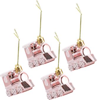 Hemobllo 4 Stück Teiliges Weihnachtsbaum Anhänger Kleine Kunststoff Autos in Roségold Leichte Weihnachtsdeko für Christbaum Langlebige Hängedekorationen für Wo