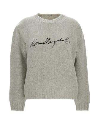 Maison Margiela Logo-Embroidered Crewneck Sweater - Gray