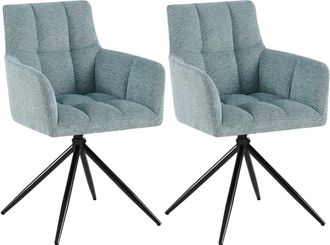 Clp Esszimmerst&uuml;hle 2er Set, Sessel Jonah drehbar mit Armlehnen, modern Drehstuhl mit Stoff f&uuml;r Wohnzimmer 150 kg belastbar, Farbe:t&uuml;rkis