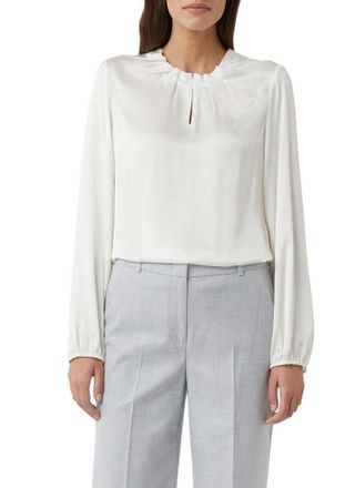 Comma Langarmbluse mit gerafften Kragen