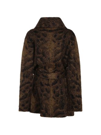 Etro Jacquard Animalier Mohair Cardigan - Brown