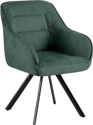 Clp Chaise pivotante Pettuli, Fauteuil pivotant &agrave; 180&deg; avec accoudoirs et Dossier, Chaise rembourr&eacute;e supportant jusqu&agrave; 150 kg, Couleur:Vert, Mat&eacute;riel:Tiss