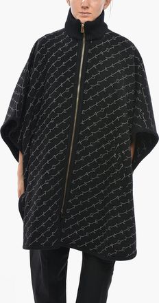Stella McCartney Wool-Blend Cape BRINDABELLA with All-Over Logo and Zip Closure Stella McCartney
