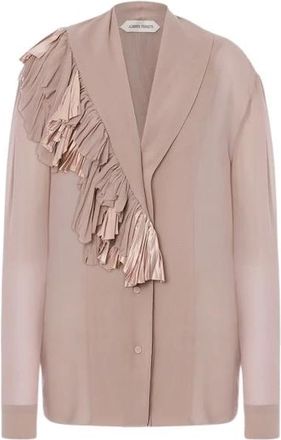Alberta Ferretti Femme, Blouses et Chemises, Rose, Taille: 40 FR Chemisier &agrave; Volants en Georgette de Soie