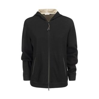 Brunello Cucinelli Homme, Sweatshirts et sweats &agrave; capuche, Noir, Taille: M SweaT-shirt &agrave; capuche en coton et soie
