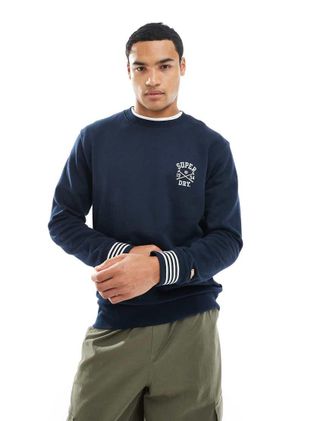 Superdry Athletic Club - Sweat ras de cou - Bleu marine contrastant